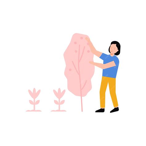 Premium Vector The Girl Is Plucking Fruit From The Tree