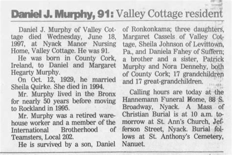 Daniel J Murphy 1906 1997 Find A Grave Memorial