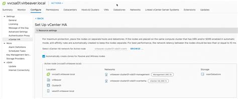 Set Up Vcenter Ha In Vsphere 6 7 U1 Virbeaver