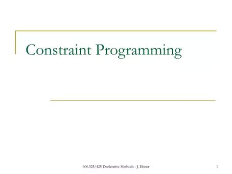 Ppt Constraint Programming Powerpoint Presentation Free Download