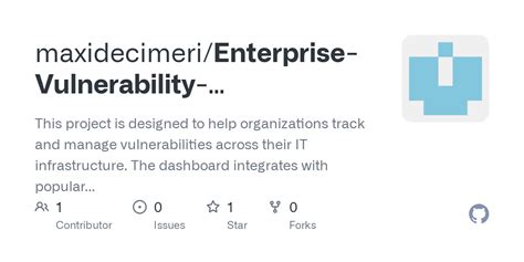 Github Maxidecimerienterprise Vulnerability Management Dashboard This Project Is Designed To