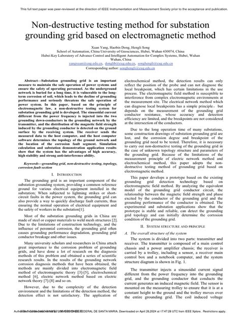 Non Destructive Testing Method For Substation Grounding Grid Based On