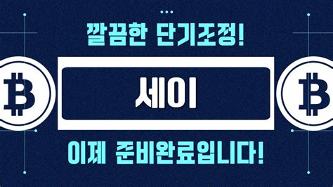 세이 깔끔한 단기조정 이제 준비완료입니다 세이 세이코인 세이코인차트분석 세이목표가 세이차트 Youtube