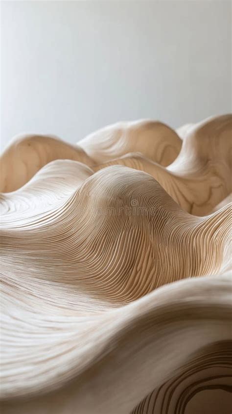 Flowing Wooden Ridges Creating Abstract Wave Like Topography In Minimal Neutral Setting Calm