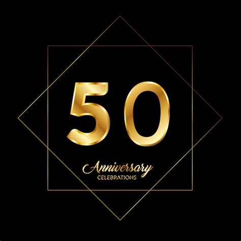 소책자 전단지 잡지를위한 50 주년 로고 타입 기념일 축하 템플릿 디자인 프리미엄 벡터