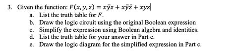 Given The Function Fxyz Xy ̅zxy ̅z ̅xyza