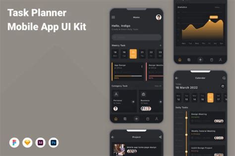 Task Planner Mobile App Ui Kit Graphic By Betush · Creative Fabrica