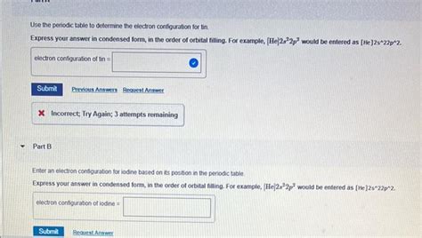 Solved Use The Periodic Table To Determine The Electron Chegg Com