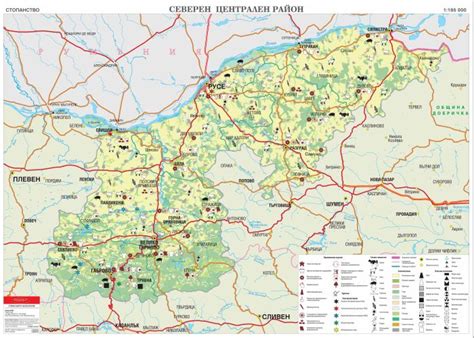 Карта на България Северен централен район Стопанство Карти и атласи Географски карти