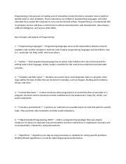 Programming Is The Process Of Creating Sets Of Instructions Docx