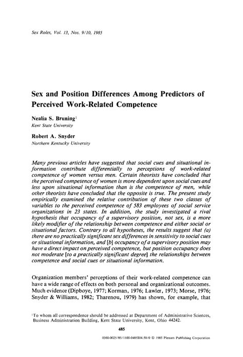 Pdf Sex And Position Differences Among Predictors Of Perceived Work