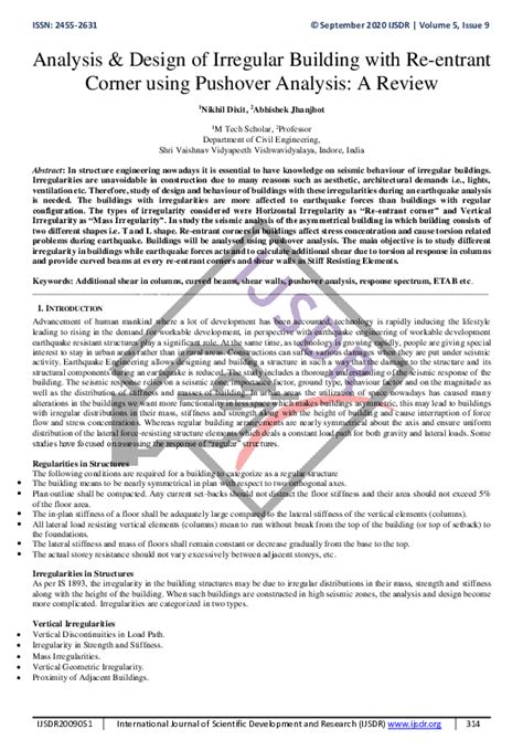Pdf Analysis And Design Of Irregular Building With Re Entrant Corner Using Pushover Analysis A