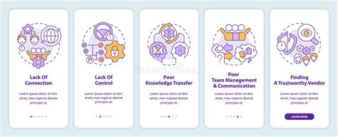 Problems With Outsourcing Onboarding Mobile App Screen Stock Vector Illustration Of Step