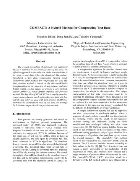 Compact A Hybrid Method For Compressing Test Data Vtvt