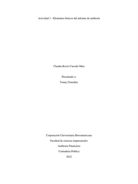 Informe Auditoria Pdf Auditoría Economias