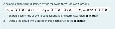solved a combinatorial circuit is defined by the following