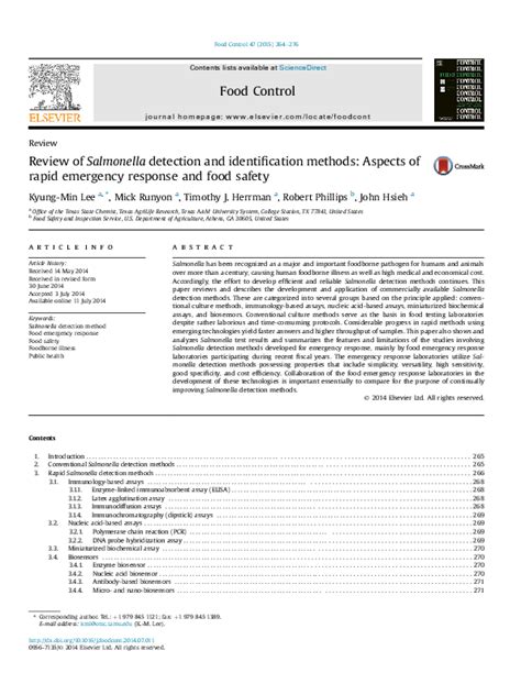 Pdf Review Of Salmonella Detection And Identification Methods Aspects Of Rapid Emergency