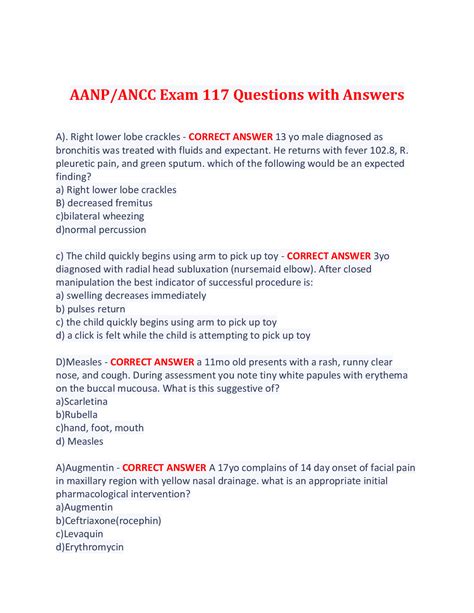 AANP ANCC Exam Questions With Answers CORRECT Scholarfriends