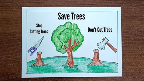 Save Trees Drawing School Project Drawing Stop Cutting Trees