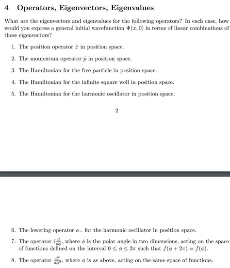 Solved Just 6 7 ﻿and 8 ﻿ 4 ﻿operators Eigenvectors