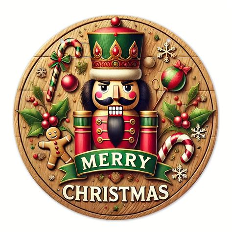 빈티지 너트크래커 크리스마스 리스 사인 787 X 787 실내 또는 실외용 소박한 나무 벽 예술 집 정원 파티오 또는 현관에 적합