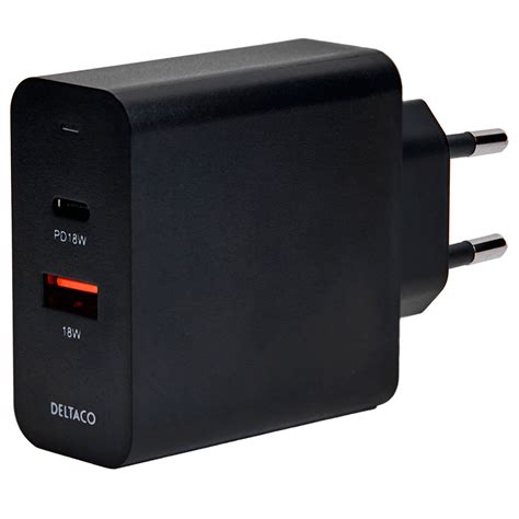 USB Lader 36W 1xUSB A 1xUSB C Deltaco 359 Kr Gratis Frakt