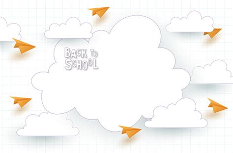 벡터 배경 템플릿은 종이 비행기와 구름이 있는 학교로 돌아갑니다 0명에 대한 스톡 벡터 아트 및 기타 이미지 0명 3차원 형태 개념 Istock