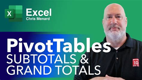 Excel Pivottable Using Subtotals And Grand Totals Youtube