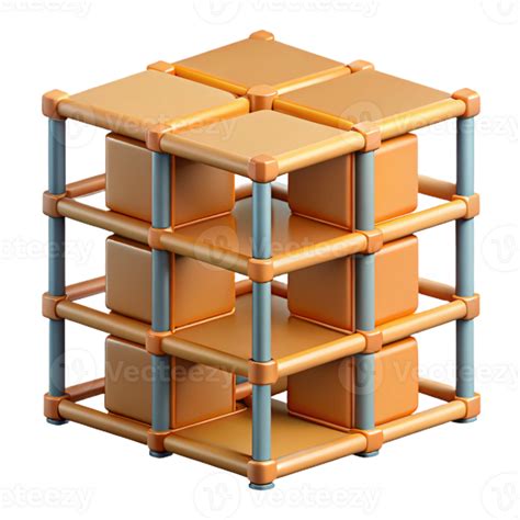 3d Render Orange Cube Structure Illustration 53921447 Png