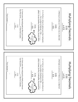 Multiplying Decimals Guided Notes Mini Anchor Charts TPT