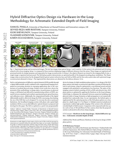 Pdf Hybrid Diffractive Optics Design Via Hardware In The Loop Methodology For Achromatic