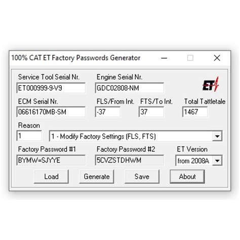 100 Cat Et Factory Passwords Service