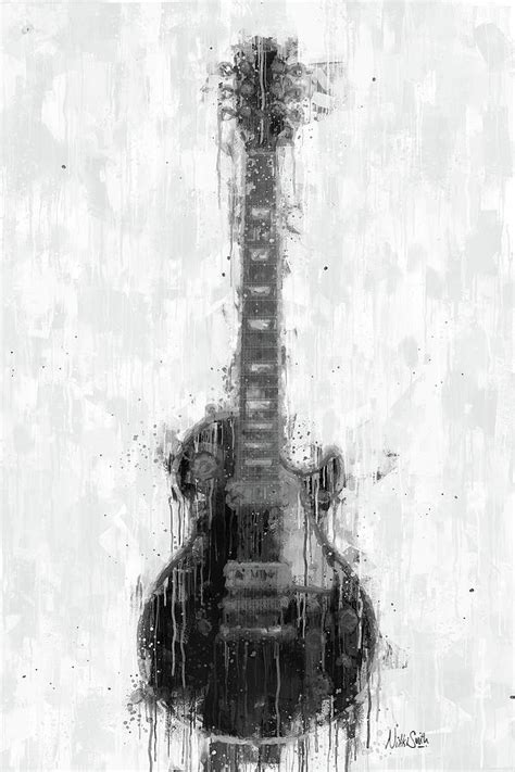 While My Guitar Gently Weeps Black And White Digital Art By Nikki