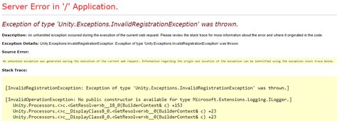 Net C Unity Container And Ilogger Stack Overflow