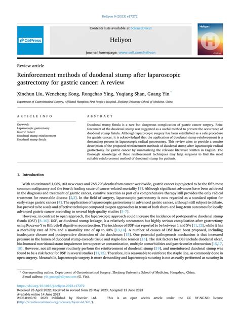 Pdf Reinforcement Methods Of Duodenal Stump After Laparoscopic Gastrectomy For Gastric Cancer