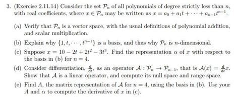 Solved Exercise Consider The Set Pn Of All Chegg