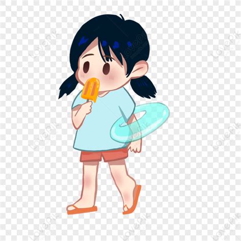 아이스크림을 먹는 소녀 Png 일러스트 무료 다운로드 Lovepik