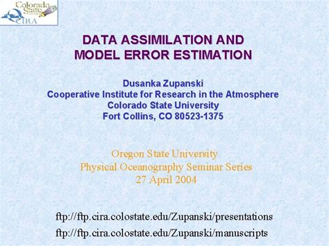 Data Assimilation And Model Error Estimation Dusanka Zupanski