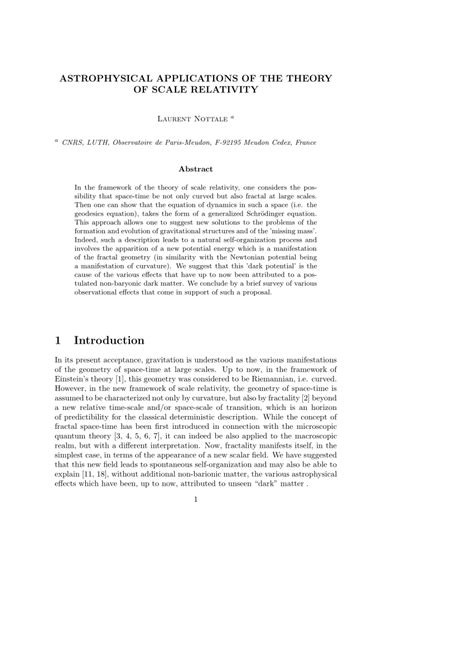 Pdf Astrophysical Applications Of The Theory Of Scale Relativity