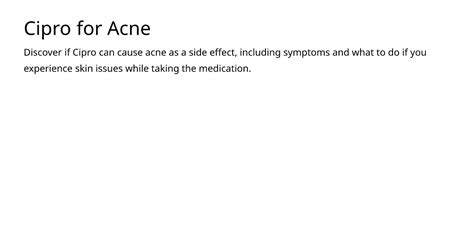 Cipro For Acne Meds Is