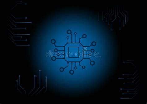 Chip With Digital Circuits Background Vector Illustration Of Artificial Intelligence Stock