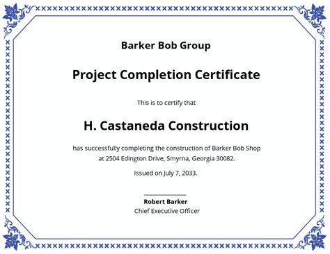 Free Project Completion Certificate Templates 5 Download In Pdf Word