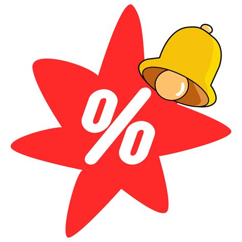 Red Asterisk Symbol With Percent And Gold Bell 27308802 Png
