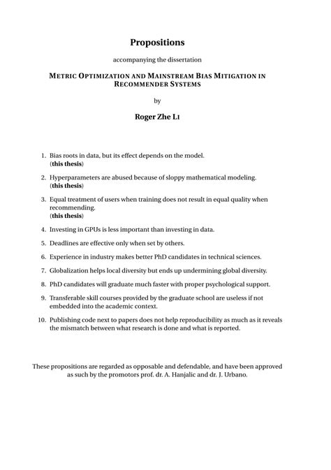 Pdf Metric Optimization And Mainstream Bias Mitigation In Recommender Systems