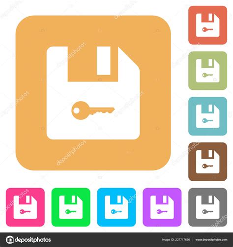 Encrypt File Flat Icons Rounded Square Vivid Color Backgrounds Stock Vector By ©renegadehomie