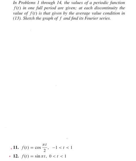 Solved In Problems 1 Through 14 The Values Of A Periodic Chegg Com