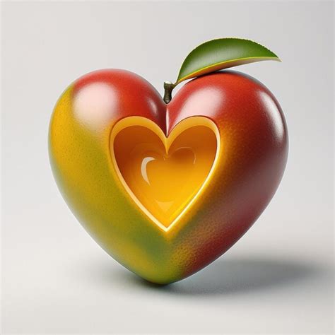 Heartshaped Mango With Green Seeds Premium Ai Generated Image