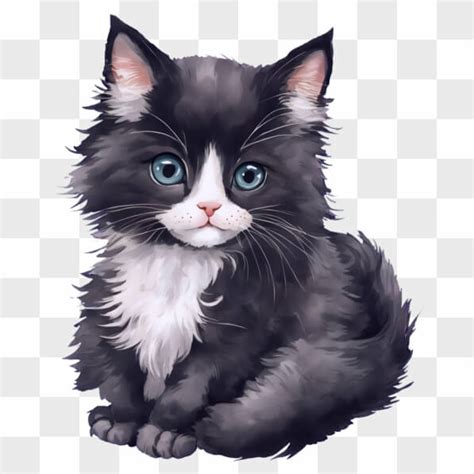 Download Schattige Zwart Witte Kitten Illustratie Cartoons Online Op Creative Fabrica