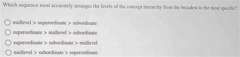 Solved Which Sequence Most Accurately Arranges The Levels Of The