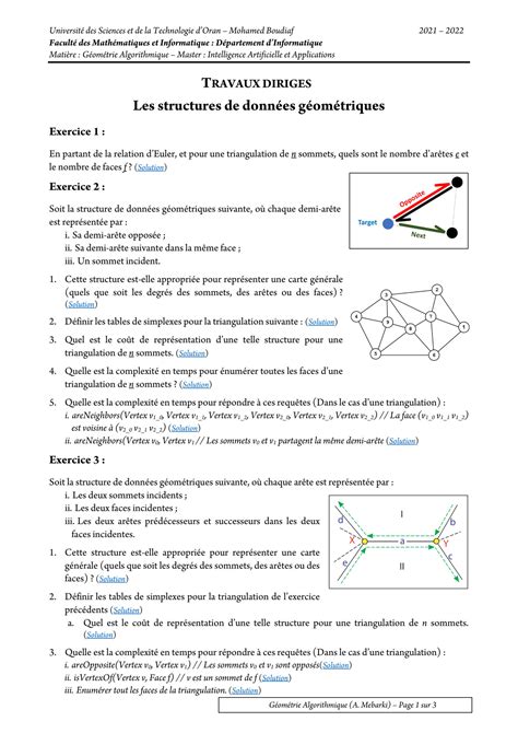 SOLUTION Td 3 Geometrie Algorithmique 2021 2022 Travaux Dirig S 003
